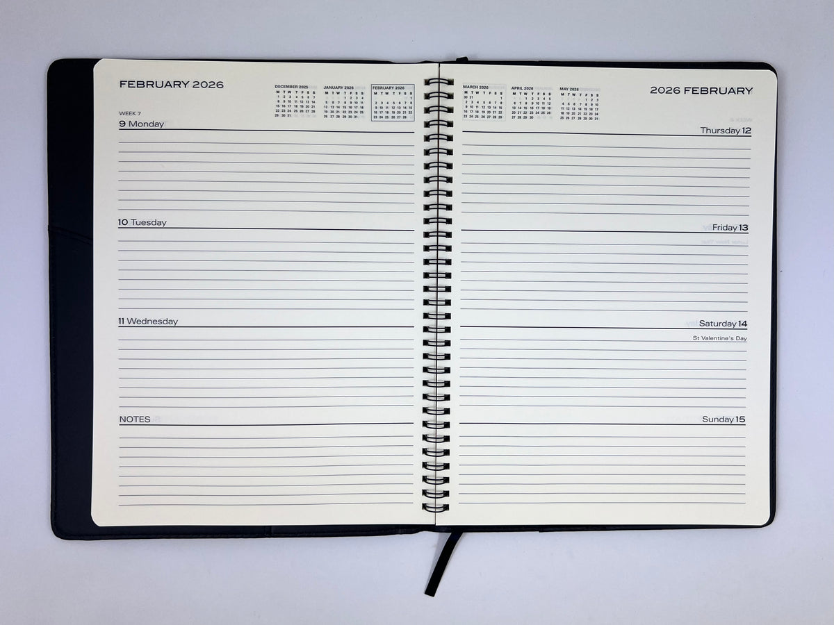 2026 Week to View - A4 Spiral Diary - Steel Blue – Ozcorp Cards ...
