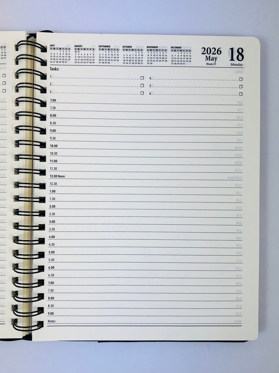 2026 Day to Page - A4 Spiral Diary - Steel Blue – Ozcorp Cards & Stationery