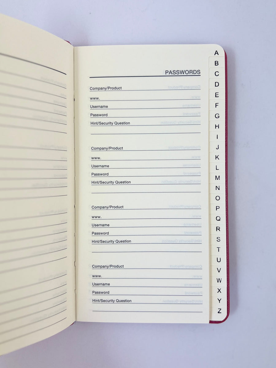 Password Book - Slim Cherry – Ozcorp Cards & Stationery